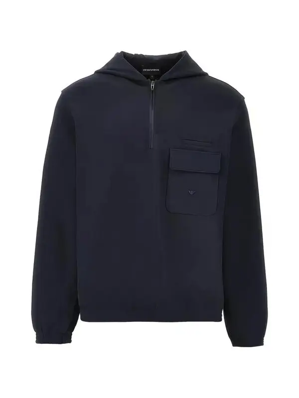 Emporio Armani Travel Essential Quarter-zip Pocket Hoodie - Blue