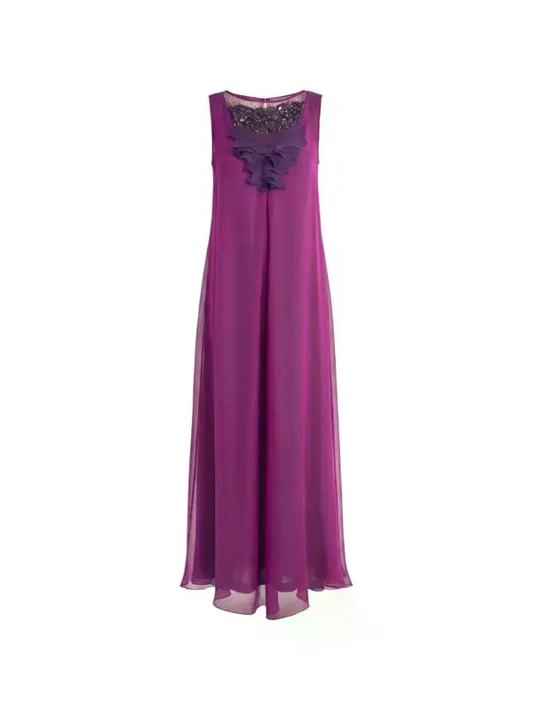 IRINA SCHROTTER Ruffled Sequin-embellished Maxi Dress - Purple