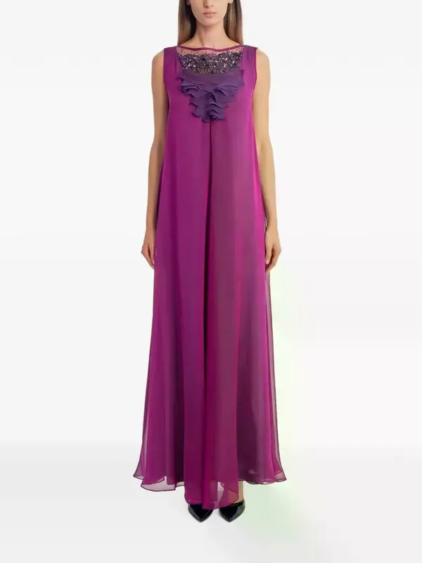 IRINA SCHROTTER Ruffled Sequin-embellished Maxi Dress