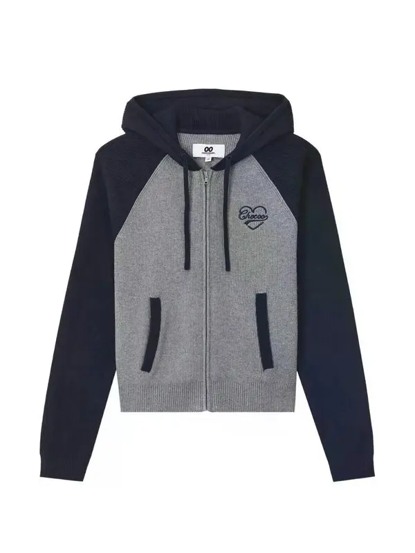 CHOCOOLATE Ribbed-knit Raglan-sleeve Hoodie - Grey