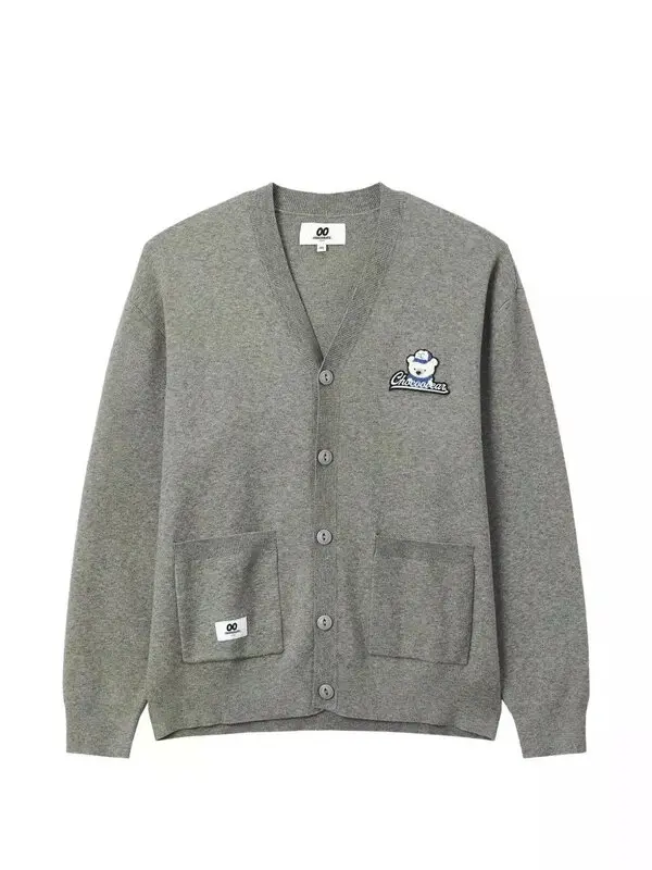 CHOCOOLATE Logo-patch V-neck Cardigan - Grey