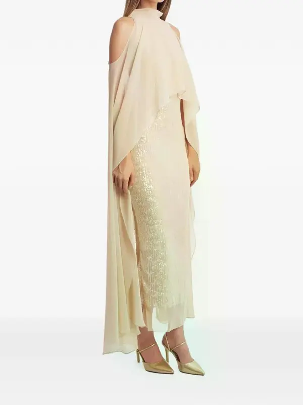 IRINA SCHROTTER Sequin-embellished Cape-overlay Midi Dress