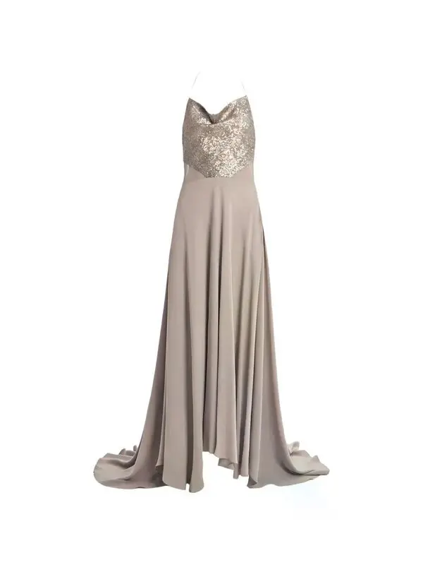 IRINA SCHROTTER Seyan Sequin-embellished Cowl-neck Maxi Dress - Grey