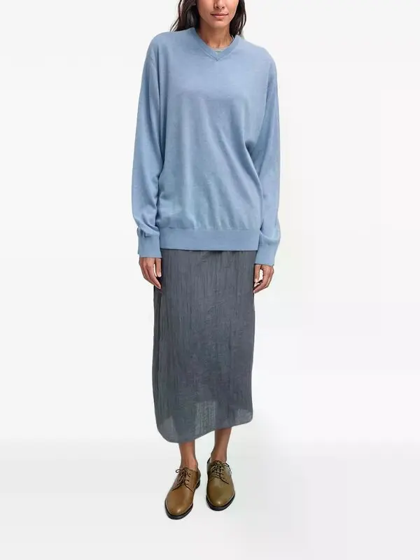 Tibi V-neck Cotton Sweater - Blue