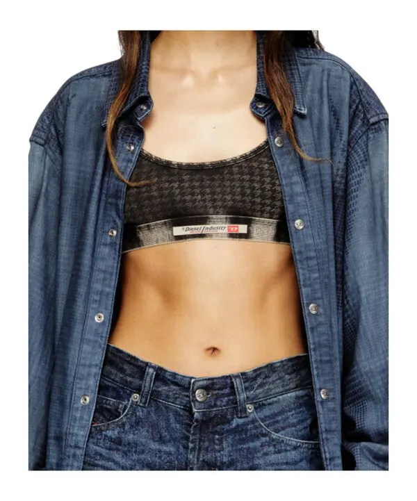DIESEL® Logo Detail Denim Bra