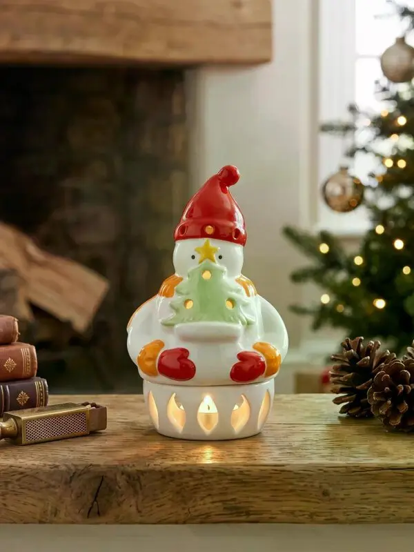 GINORI 1735 Snowman-motif Porcelain Candle Holder