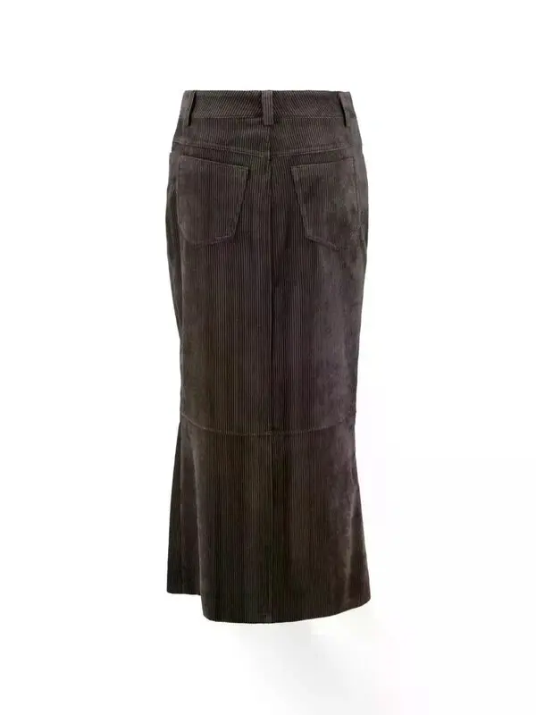 D.exterior Corduroy Front-slit Midi Skirt