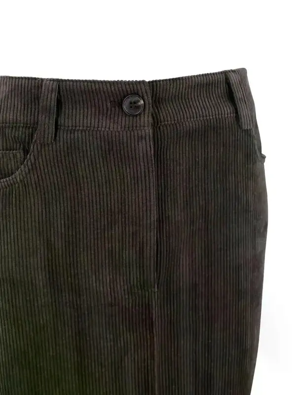 D.exterior Corduroy Front-slit Midi Skirt