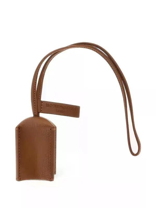 Emporio Armani Grained Leather Bag Charm - Brown