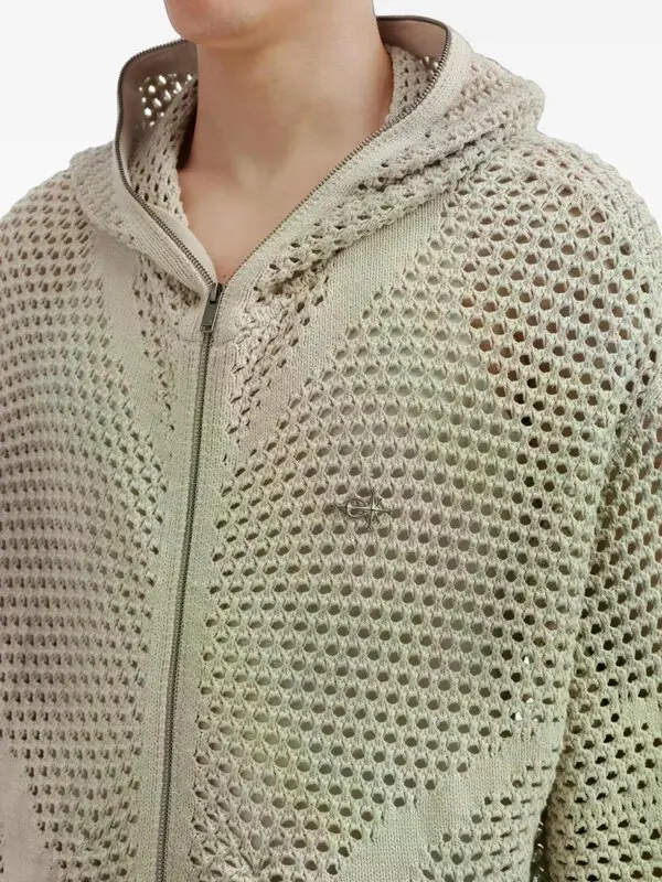 FIVE CM Open-knit Zip-up Hoodie