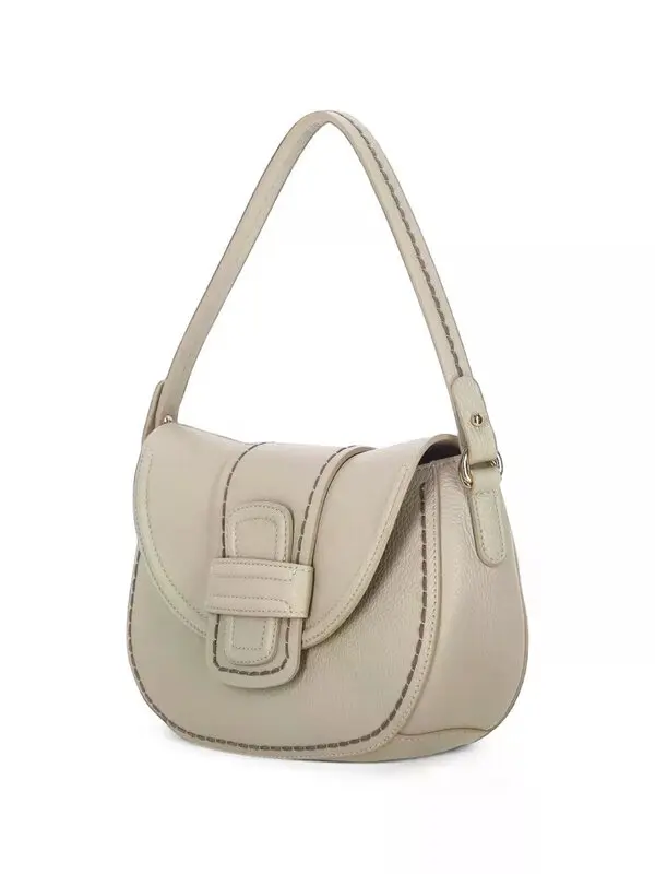 VISONA` Contrast-stitch Pebbled Shoulder Bag