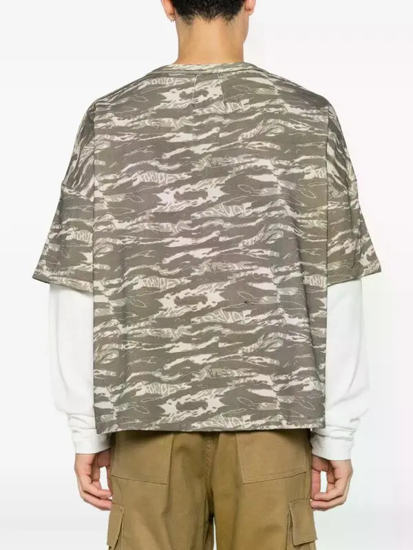 Rhude Camouflage-print Layered-sleeve T-shirt - Green