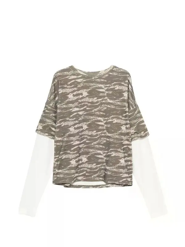 Rhude Camouflage-print Layered-sleeve T-shirt - Green
