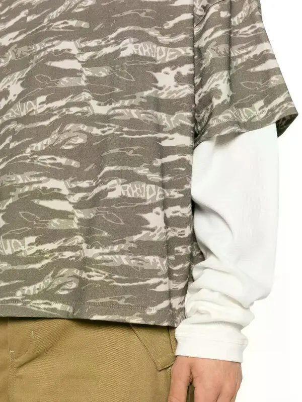 Rhude Camouflage-print Layered-sleeve T-shirt - Green