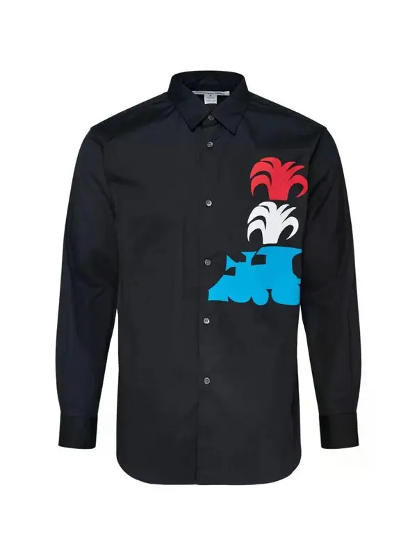 Comme Des Garçons Graphic-print Cotton Shirt - Black