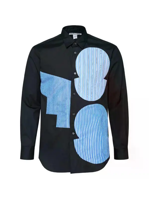 Comme Des Garçons Patchwork Striped-print Shirt - Black