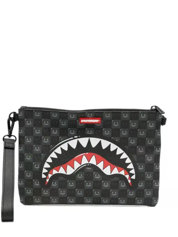 SPRAYGROUND Shark Mouth Checkered Clutch Bag - Black
