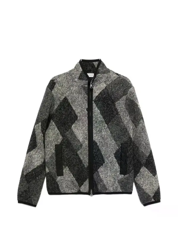 Moncler Argyle-check-pattern Zip-up Jacket - Grey