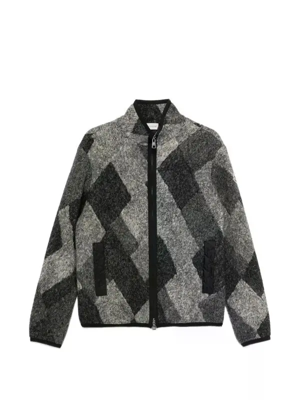 Moncler Argyle Check Zip-up Jacket - Grey
