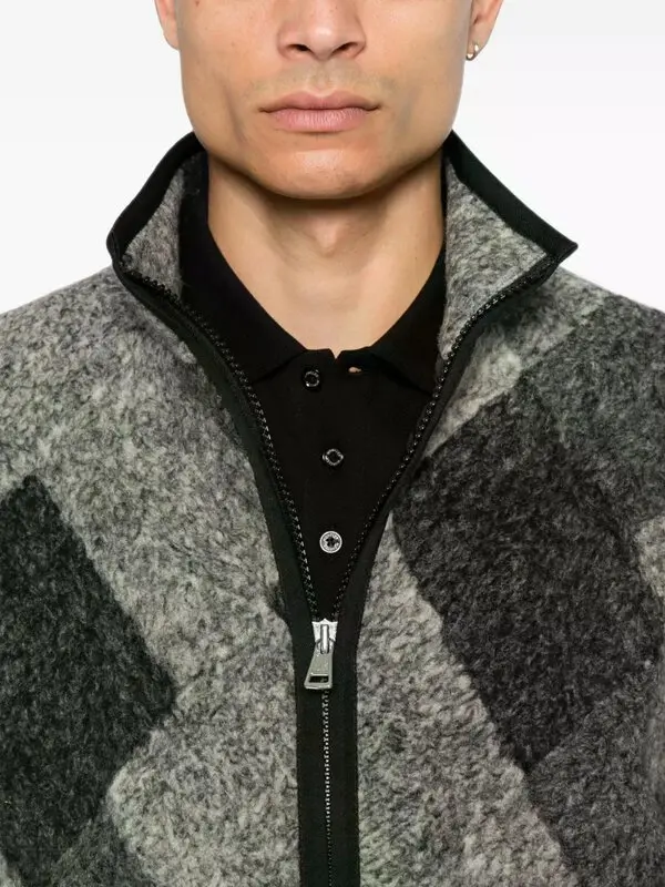Moncler Argyle Check Zip-up Jacket - Grey