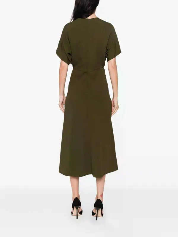 Victoria Beckham Eleanor Short-sleeve Midi Dress - Green