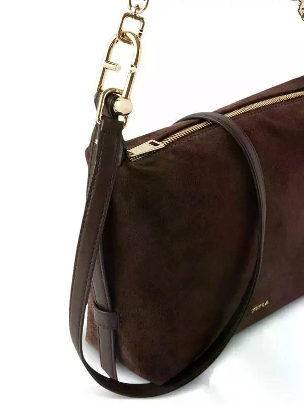 Furla Tonie Suede Shoulder Bag With Detachable Top Handle - Brown