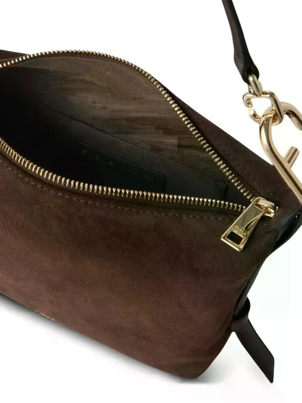 Furla Tonie Suede Shoulder Bag With Detachable Top Handle - Brown