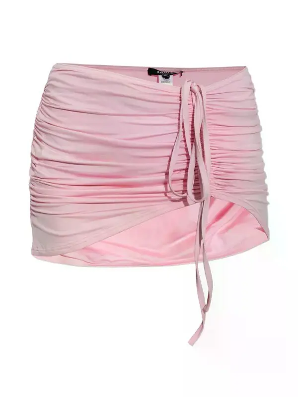 Balmain Ruched Drawstring Beach Skirt - Pink