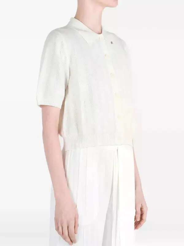 MALBON Pointelle-knit Polo Top