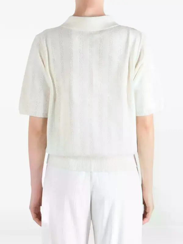 MALBON Pointelle-knit Polo Top