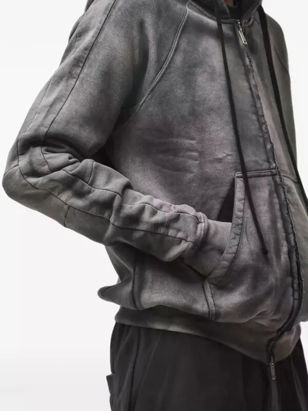 THOM KROM Stone-wash Zip-up Hoodie