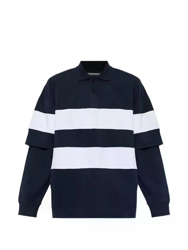 DARKPARK Zack Striped Layered-sleeve Polo Shirt - Blue
