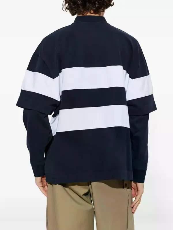 DARKPARK Zack Striped Layered-sleeve Polo Shirt - Blue