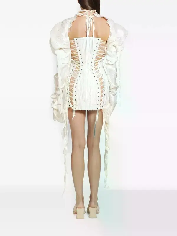 DREAMING ELI Off- Silk Corset Mini Dress