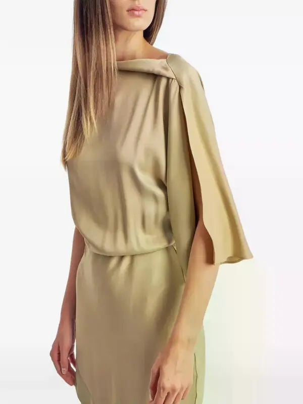 IRINA SCHROTTER Beatrice Asymmetric-sleeve Maxi Dress - Neutrals