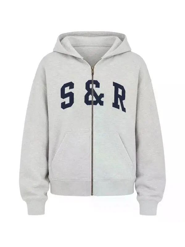 SPORTY & RICH Ivy Logo-appliqué Hoodie - Grey