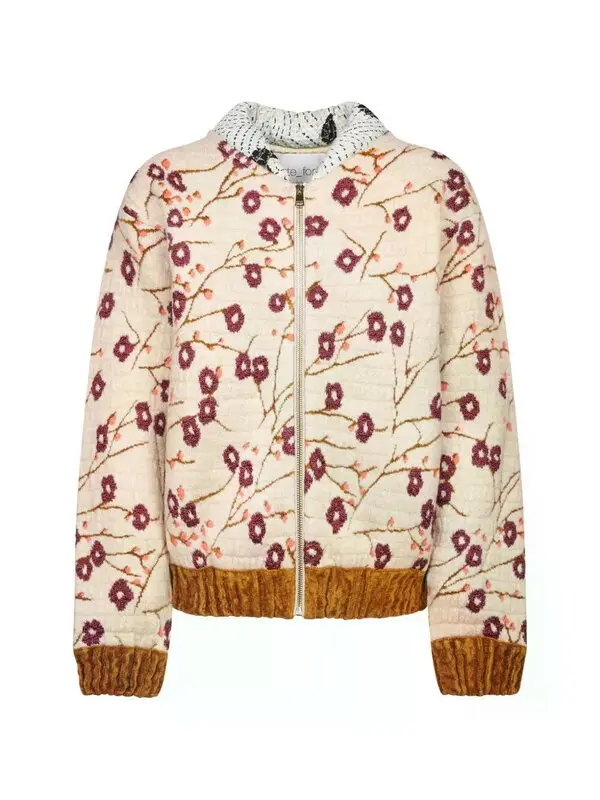 FORTE_FORTE Quilted Floral Print Bomber Jacket