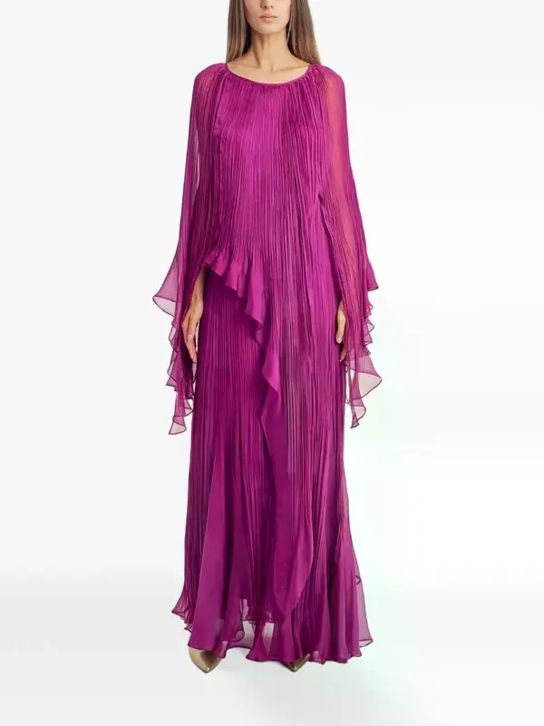 IRINA SCHROTTER Alexia Plissé Ruffled Maxi Dress - Pink