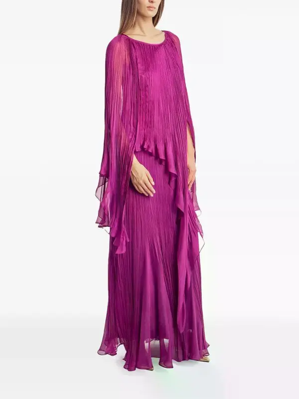 IRINA SCHROTTER Alexia Plissé Ruffled Maxi Dress - Pink