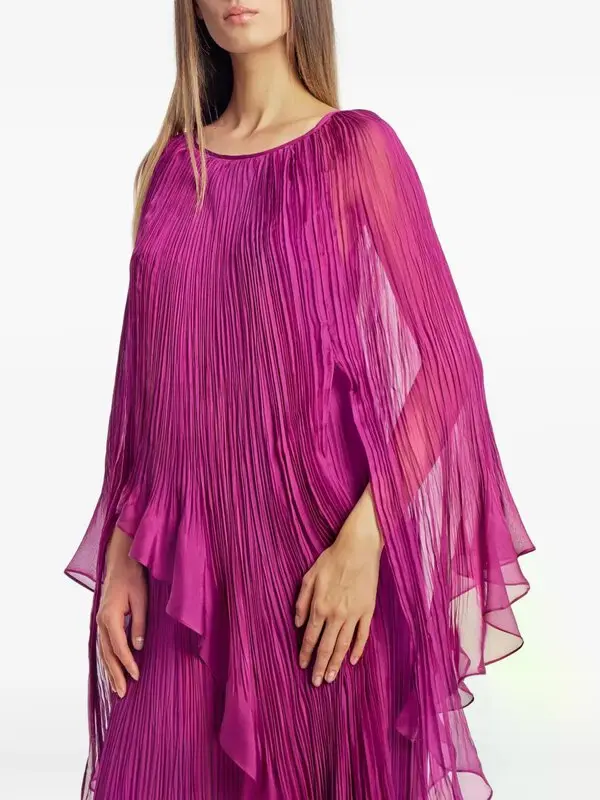 IRINA SCHROTTER Alexia Plissé Ruffled Maxi Dress - Pink