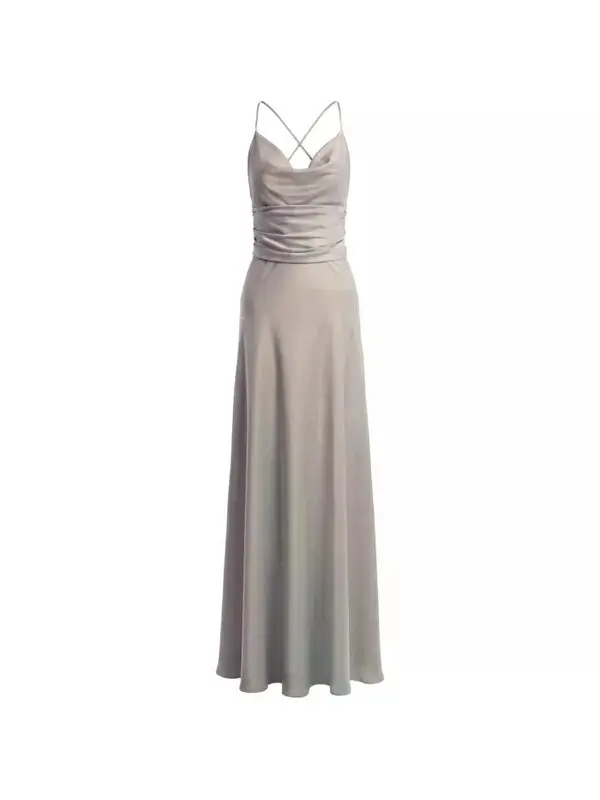 IRINA SCHROTTER Amber Cowl-neck Ruched-waist Maxi Dress - Grey