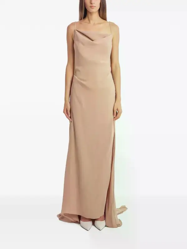 IRINA SCHROTTER Xidonia Ruffled Cowl-neck Maxi Dress - Neutrals