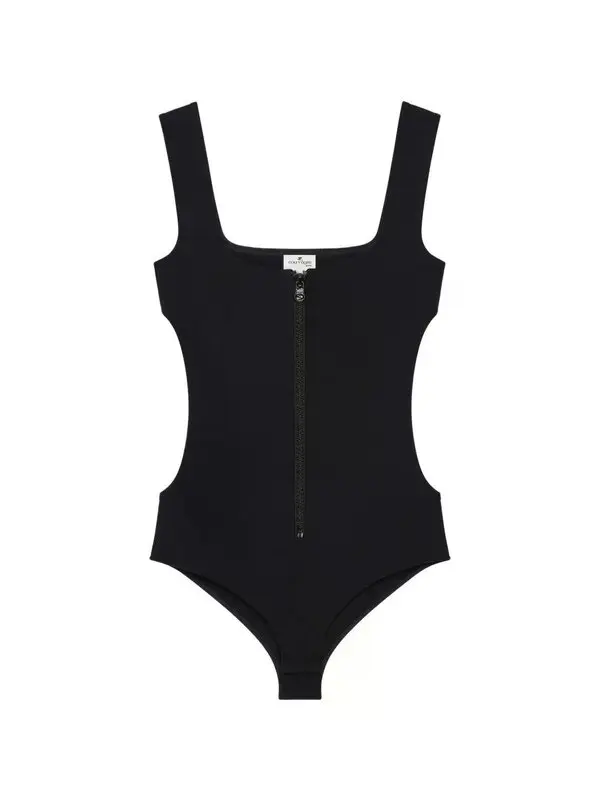 COURREGES Cut-out Zip-up Bodysuit - Black