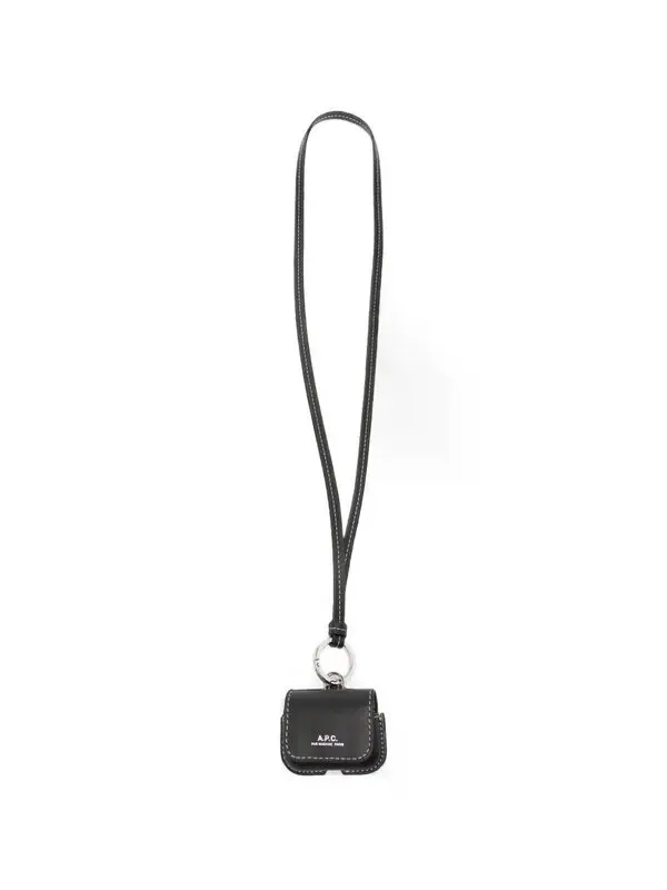 A.p.c. Logo-print Leather Airpods Pro Case Charm - Black