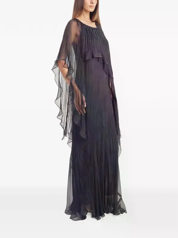 IRINA SCHROTTER Cherise Plissé Ruffled Maxi Dress