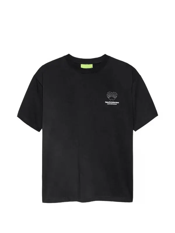 NEW AMSTERDAM SURF ASSOCIATION Embroidered Logo Crewneck T-shirt - Black