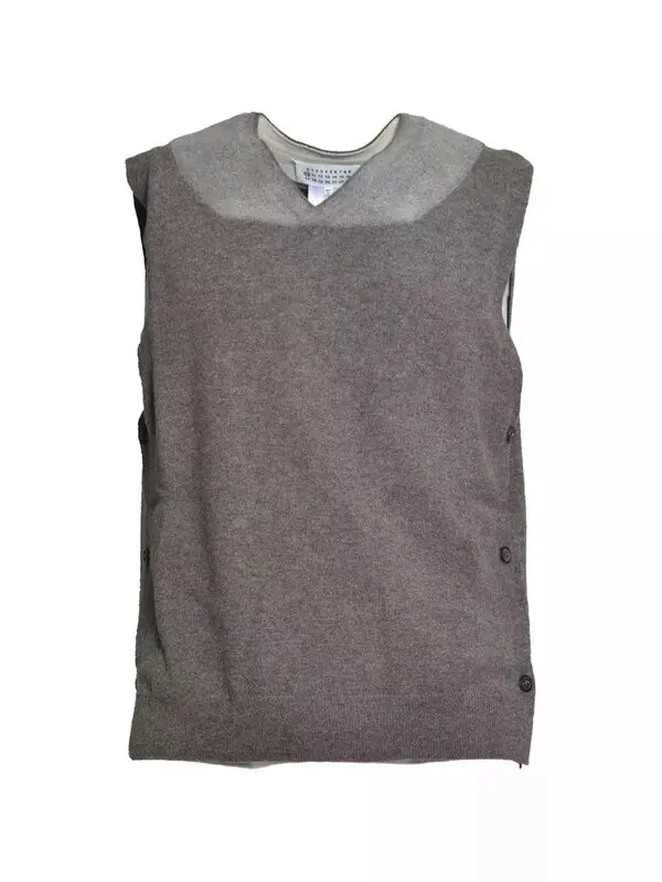 MAISON MARGIELA Contrast-panel Button-fastening Vest - Brown