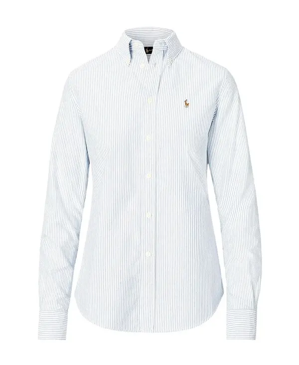 Polo Ralph Lauren Striped Button-down Shirt With Embroidered Pony Logo - White