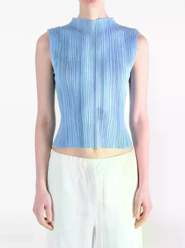 Issey Miyake Monthly Colours August Pleated Sleeveless Top - Blue