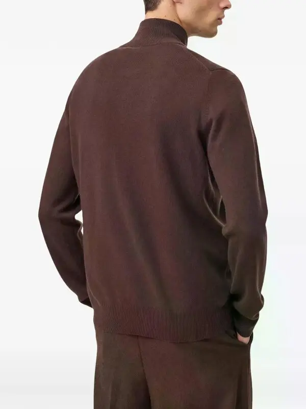 Soft Goat Zip-up Cashmere Sweater - Brown